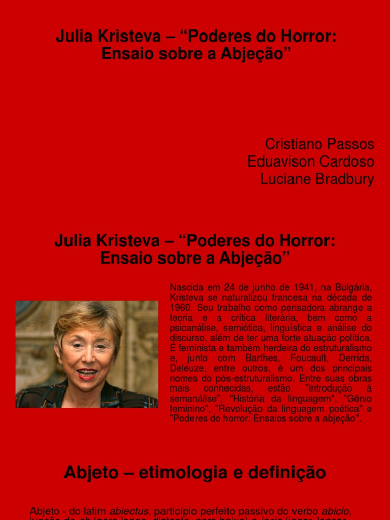 A abjeção na obra de Julia Kristeva: Ensaio sobre o conceito de abjeto ...