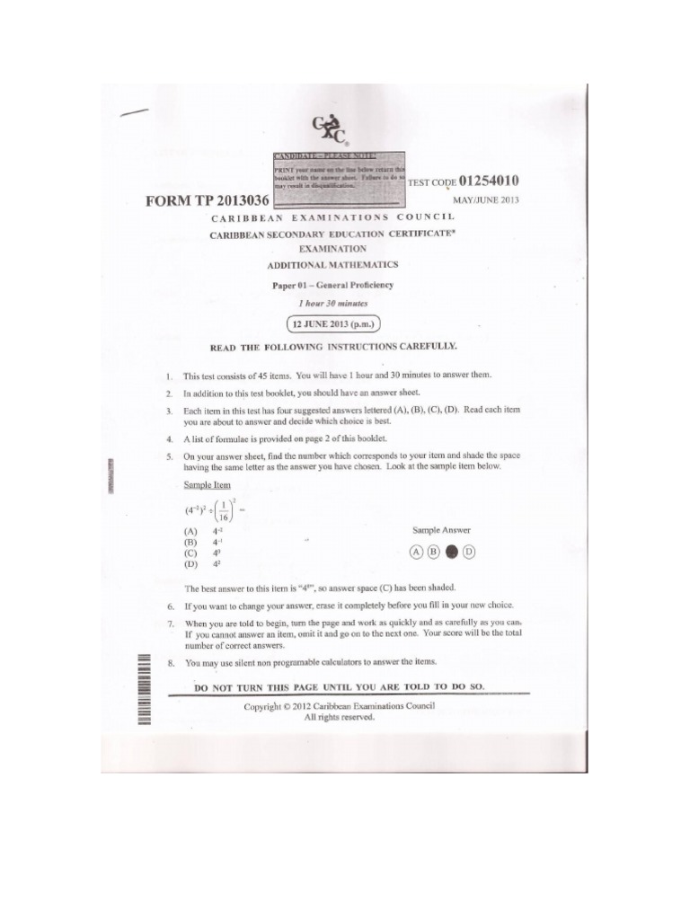 2013 Add Maths Paper 1 | PDF