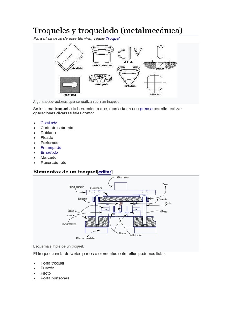 Proceso y partes del troquelado de metales | PDF | Tecnología