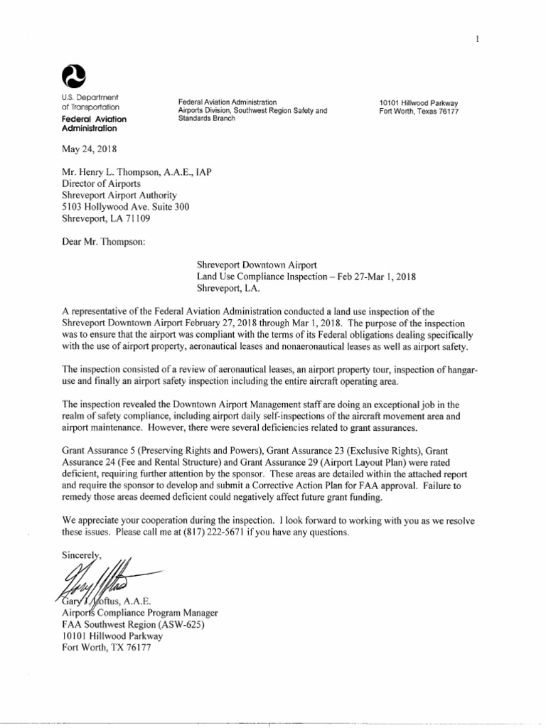 2018 Shreveport DTN Final - FAA Report | PDF