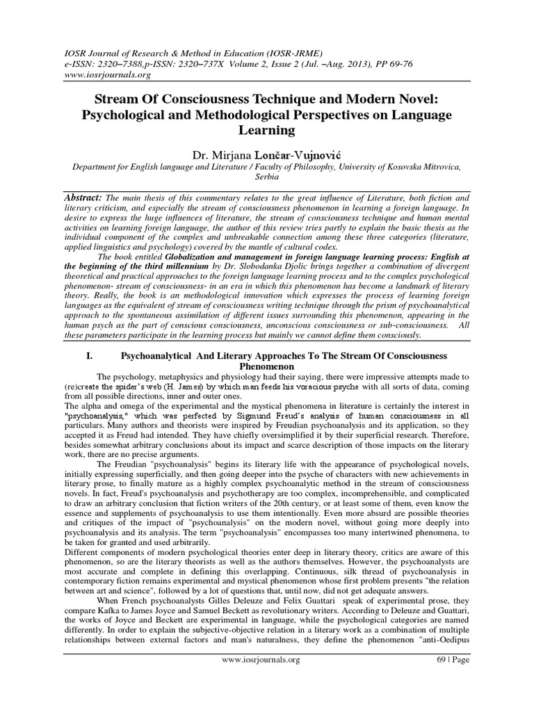 Exploring the Influence of Stream of Consciousness Technique and ...