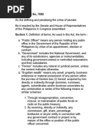 Republic Act No. 7080 (Plunder) : A. Any Public Officer Who Shall ...