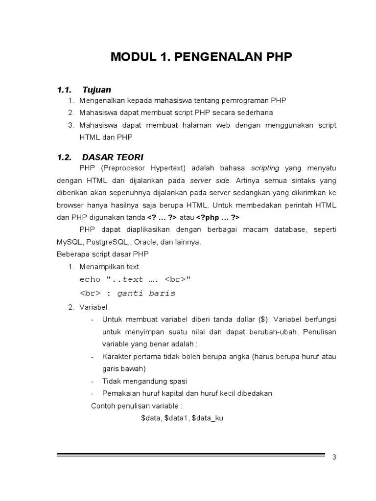 Modul Praktikum PHP - MySQL (1 - 8) | PDF