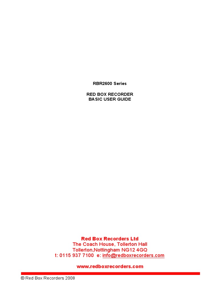 Red Box Recorder Basic User Guide R9 | PDF | Button (Computing) | Password