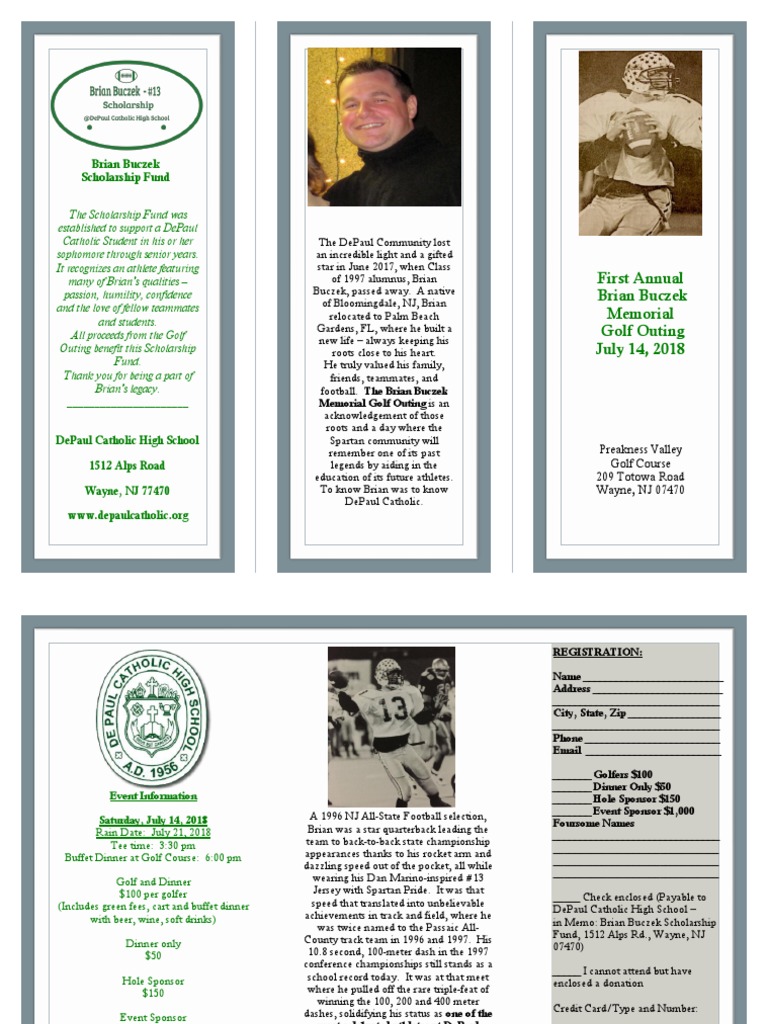 Brian Buczek Scholarship Fund Golf Outing | PDF | Sports | Leisure