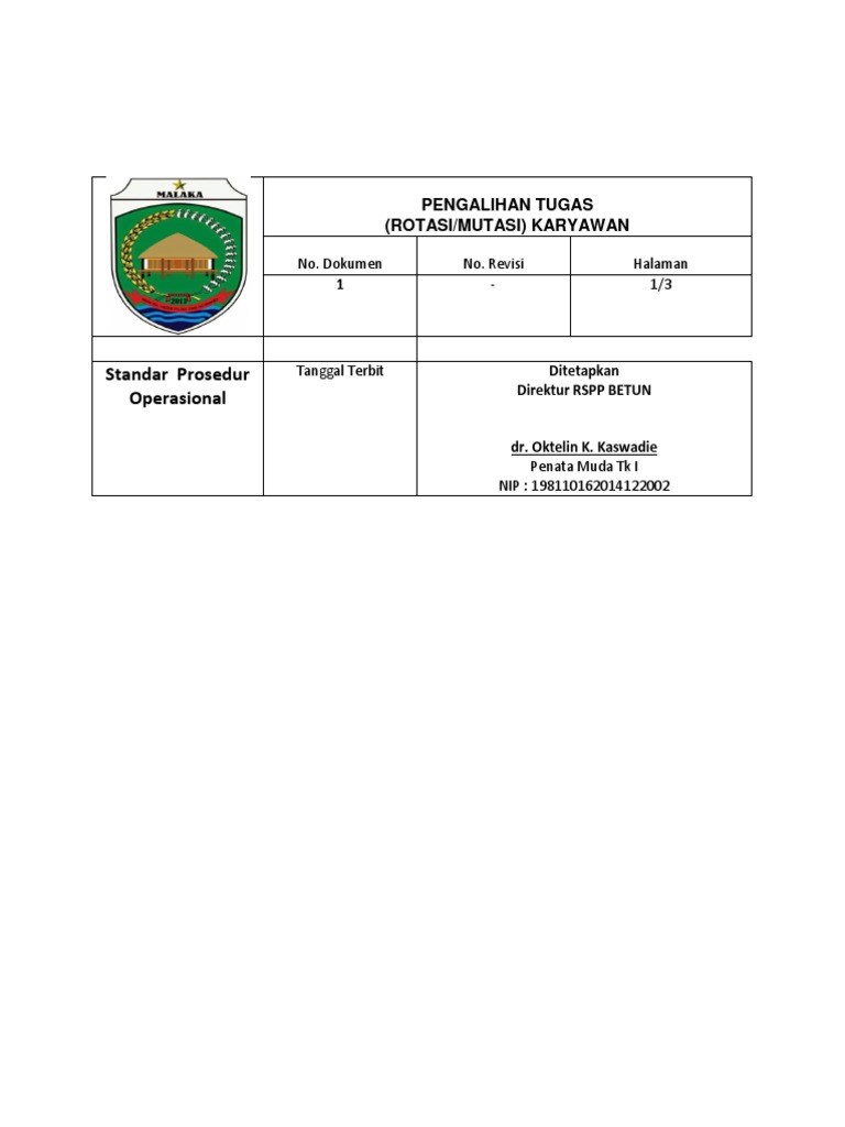 Sop Alih Tugas Dan Rotasi Kks | PDF
