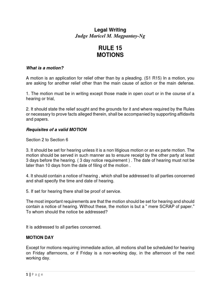 How to Write Different Kinds of Motions (Philippines) | Pleading | Lawsuit