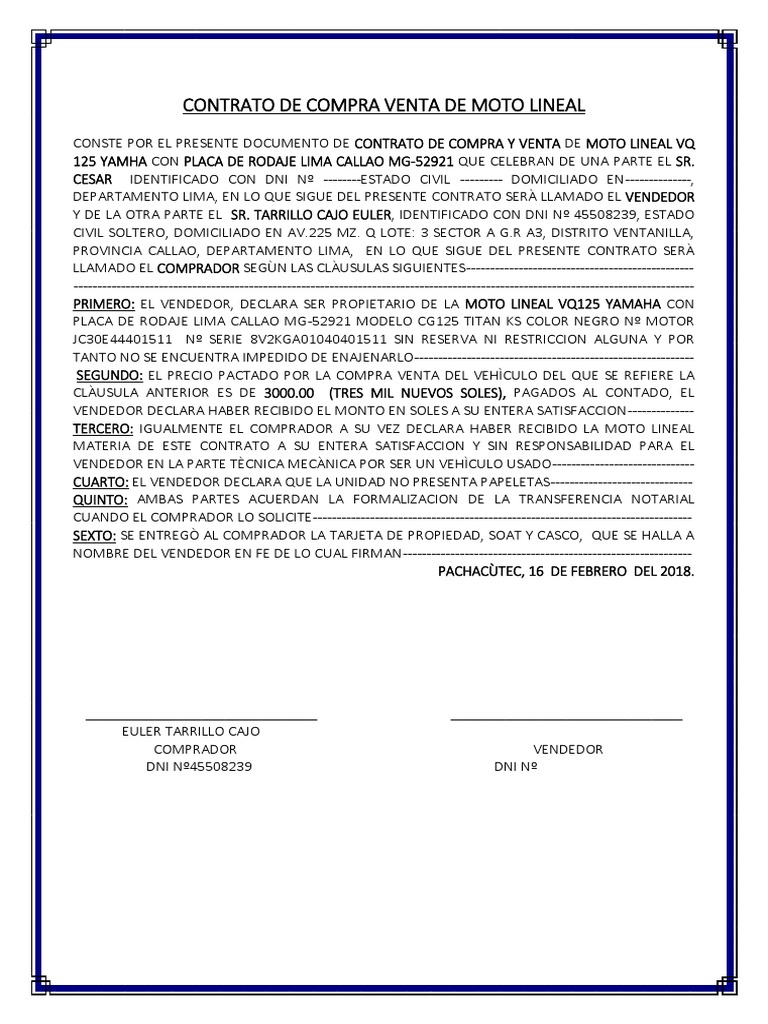 Compra Venta Moto | PDF