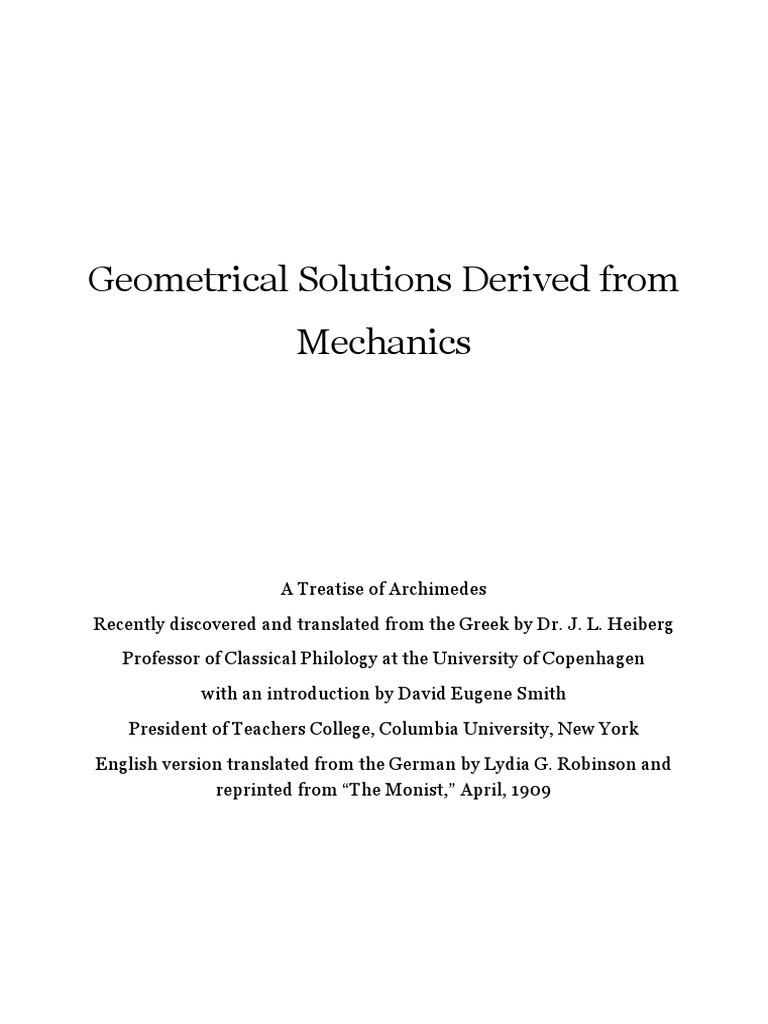 Geometrical Solutions Derived From Mechanics - Archimedes | Download Free PDF | Sphere ...