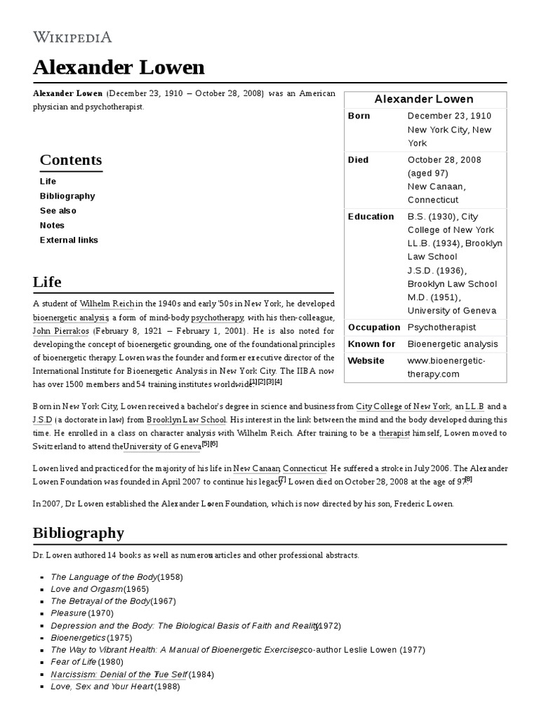 Alexander Lowen | PDF | Psychology
