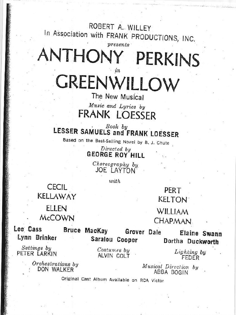 Greenwillow Musical Overview | PDF | Works Based On Novels | Theatre