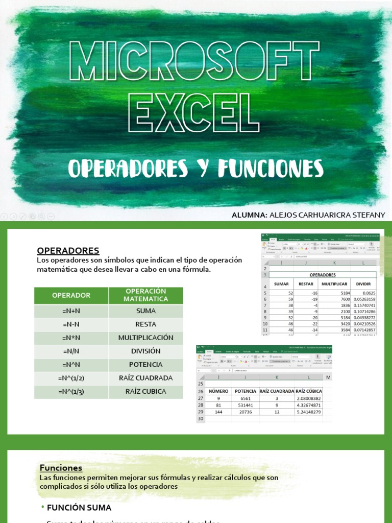 Operadores y Funciones - Excel | PDF