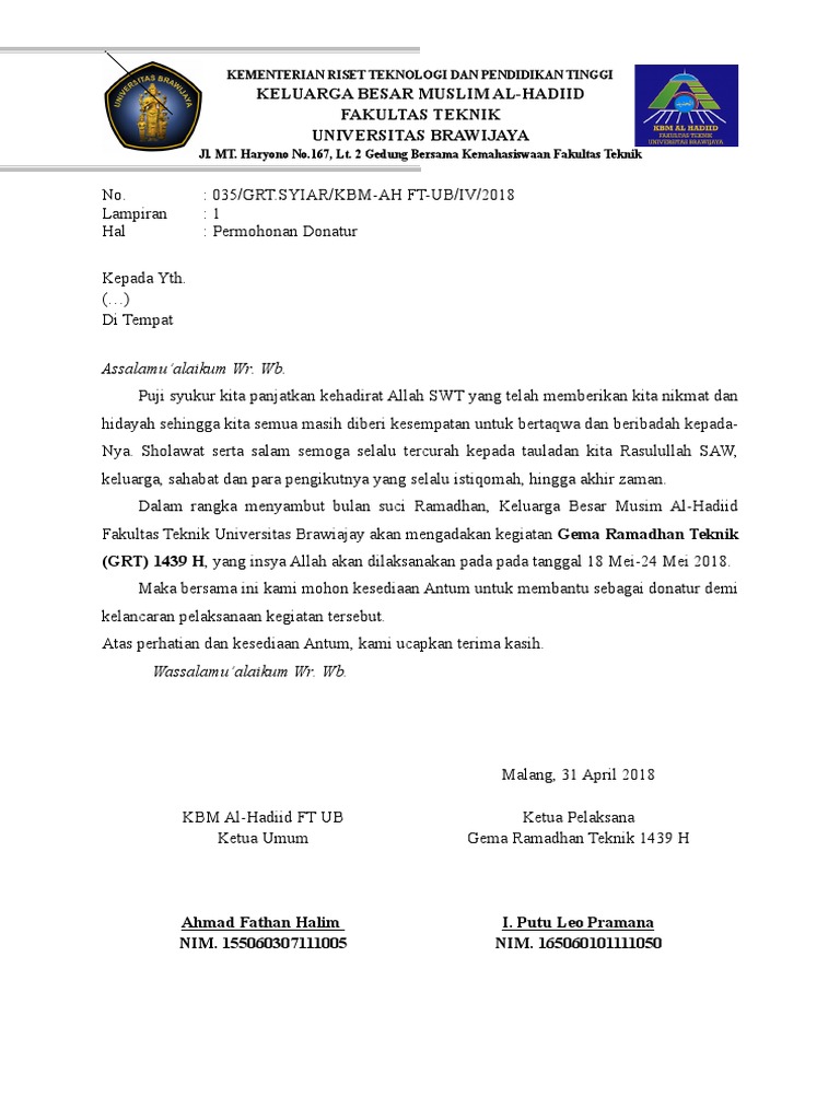 Surat Open Donasi | PDF