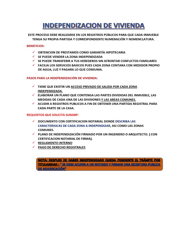 Independizacion de Vivienda | PDF