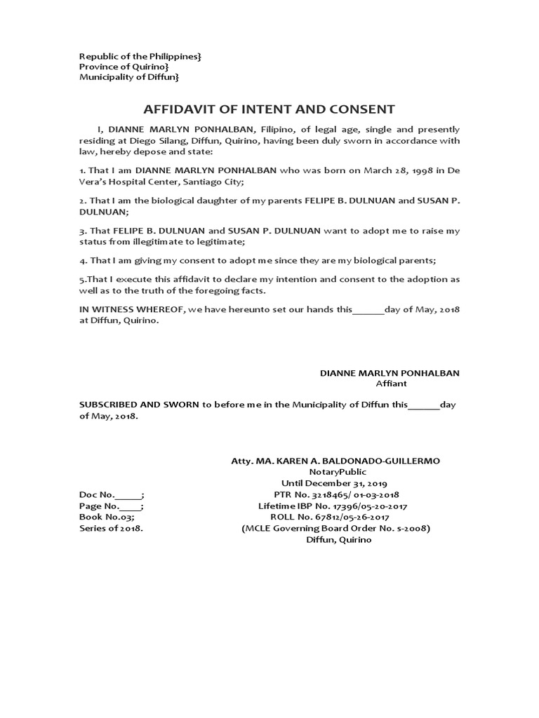 Affidavit of ConsentDIANNE | PDF