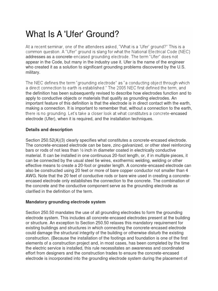 What Is An Ufer Ground | PDF | Electrical Conductor | Components