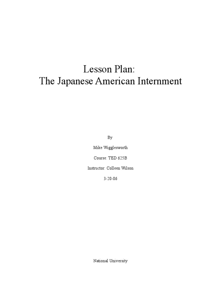 Lesson Plan: The Japanese American Internment: by Mike Wigglesworth ...