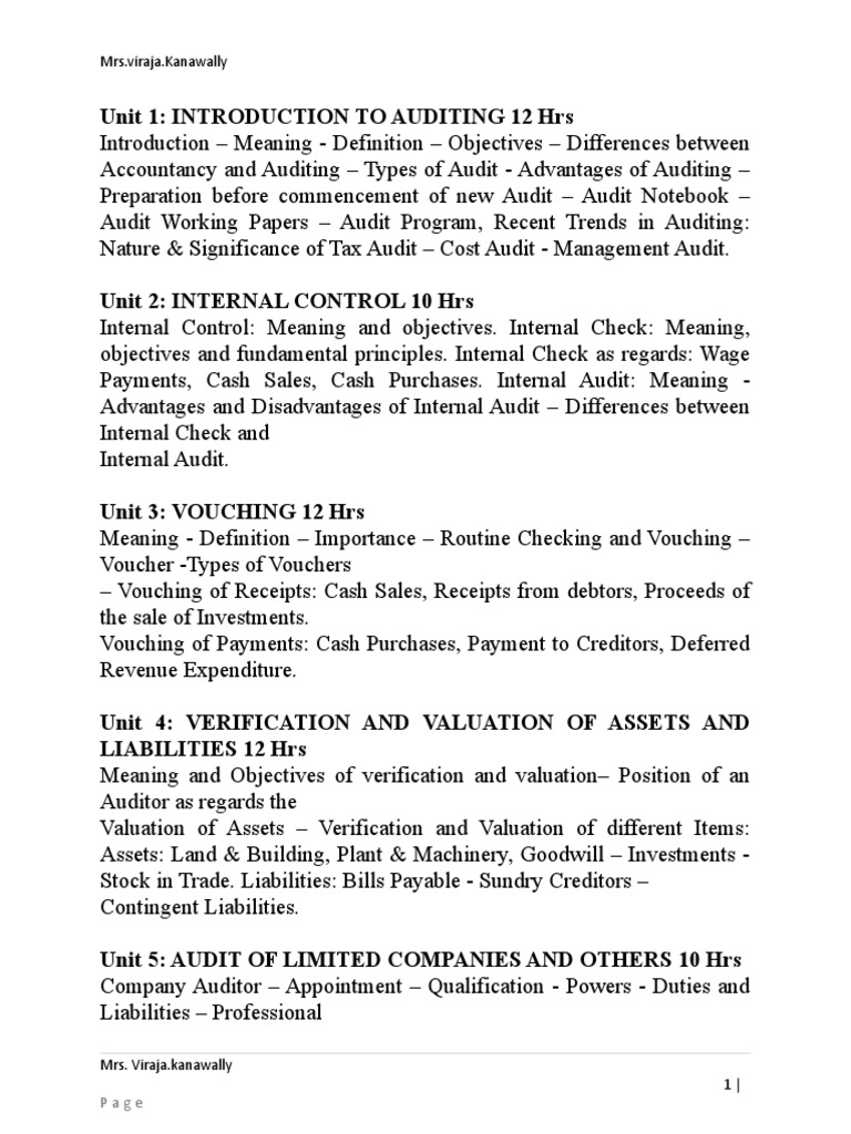 Auditing Notes. | PDF | Internal Control | Financial Audit