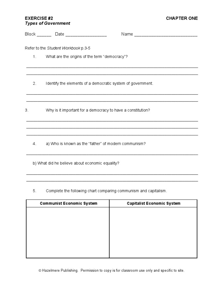 Government Types Worksheet Answers | PDF | Communism | Fascism