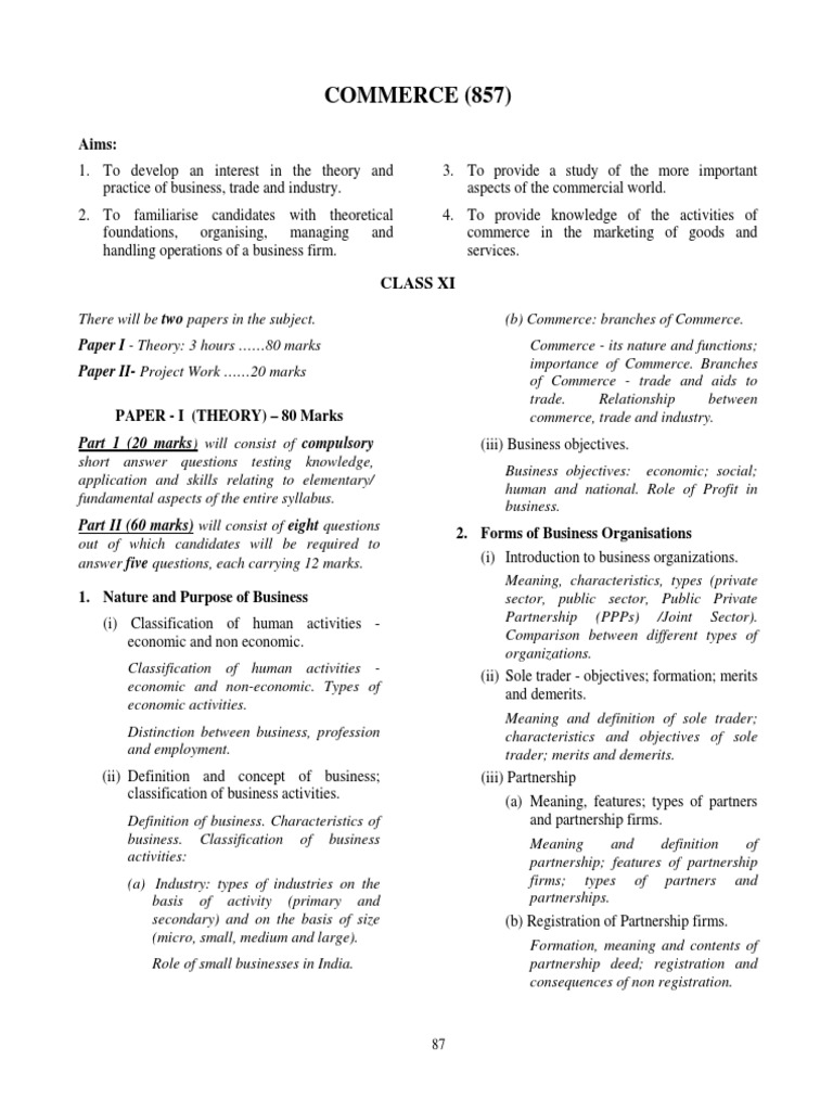 ISC Commerce Syllabus PDF | PDF | Marketing | Distribution (Business)