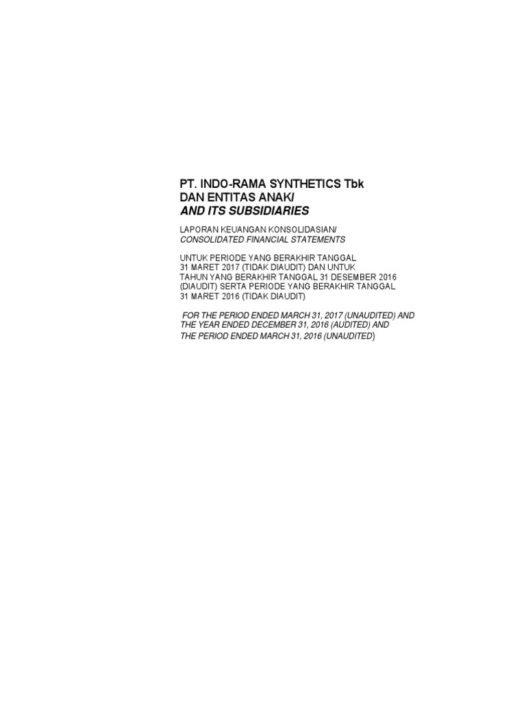 PT. Indo-Rama Synthetics, TBK Tw1 2017 - 2016 | PDF