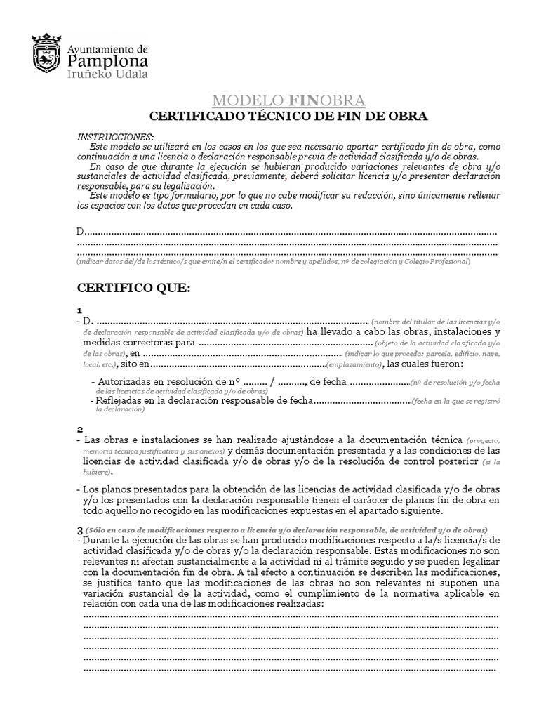 Certificado - Fin de Obra | PDF | Business