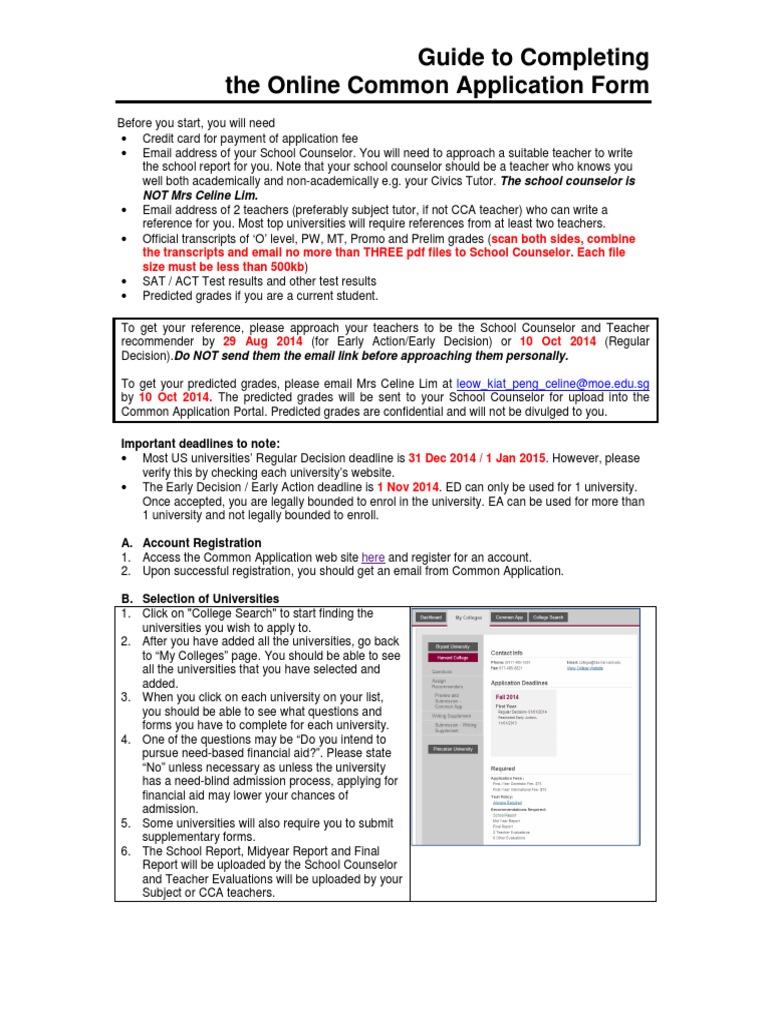Completing the Common Application Guide | PDF | Schools | Test (Assessment)