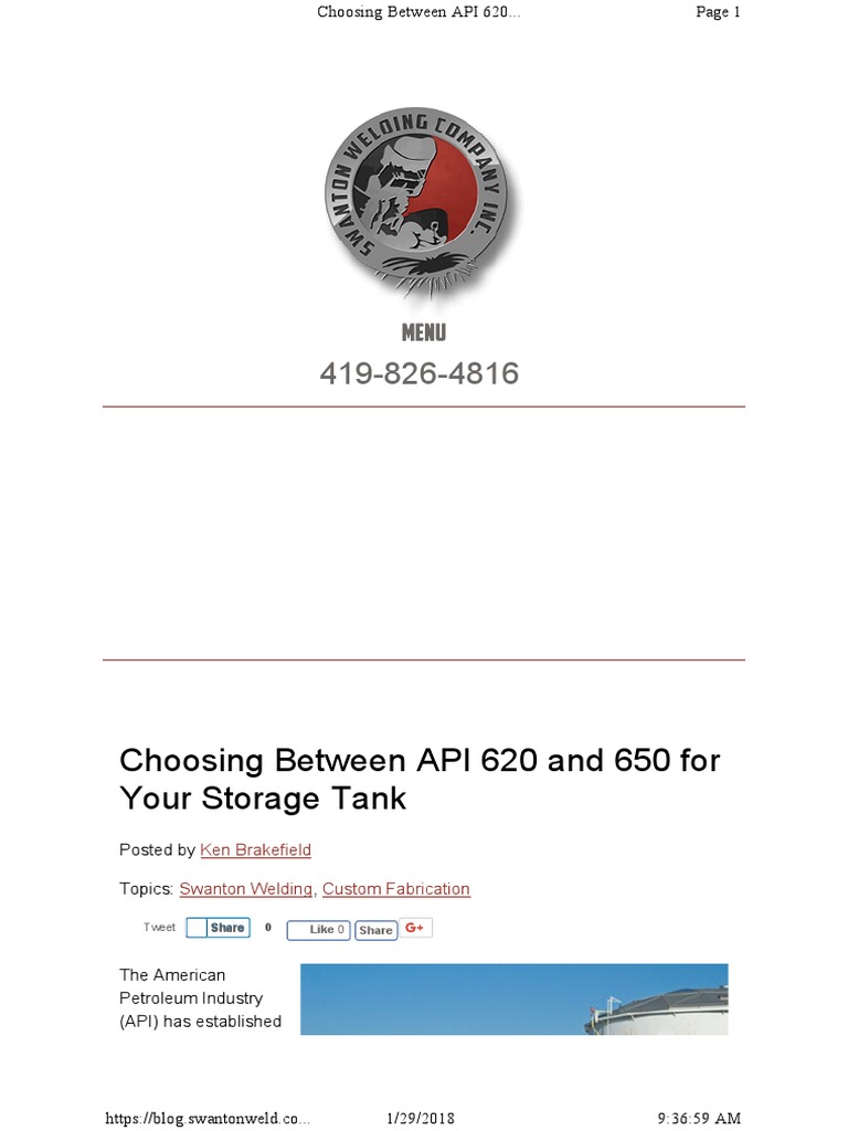 Choosing API 650 and API 620 tanks.pdf | Stainless Steel | Steel | Free ...