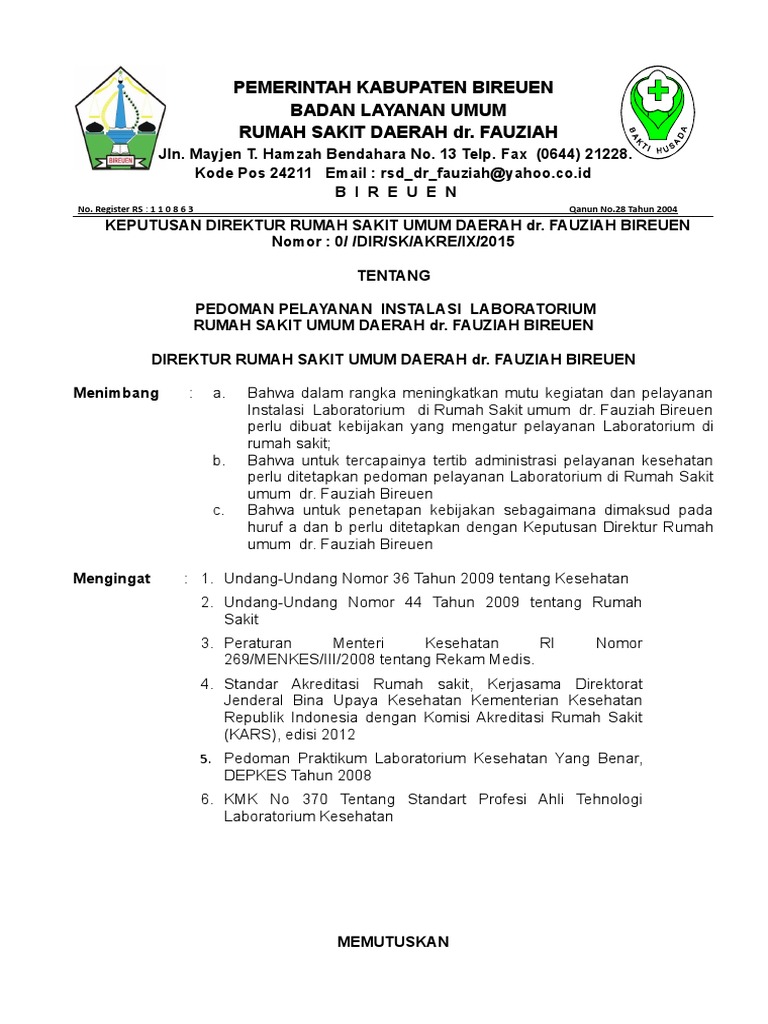 Pedoman Pelayanan Laboratorium | PDF