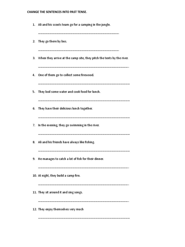 Change The Sentences Into Past Tense | PDF