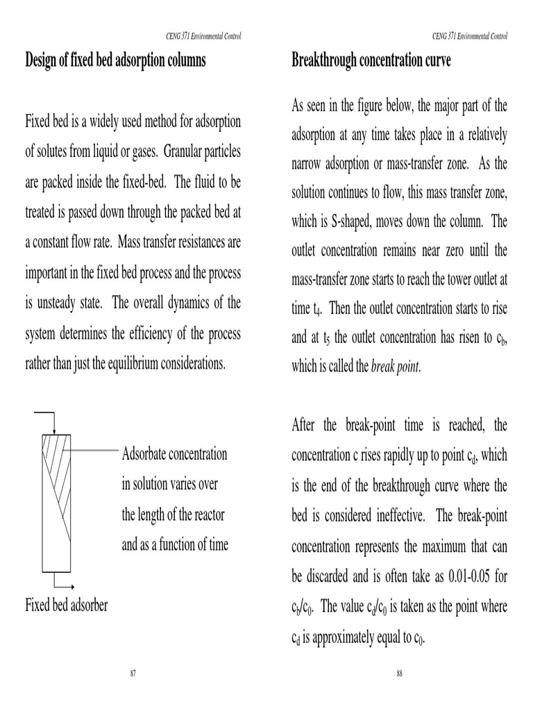 Design of Fixed Bed Adsorption Columns | PDF | Adsorption | Chemical Engineering