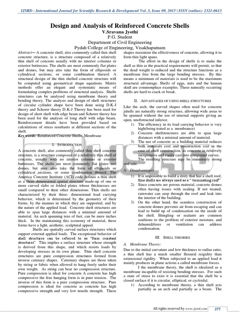 Design and Analysis of Reinforced Concrete Shells | PDF | Beam ...