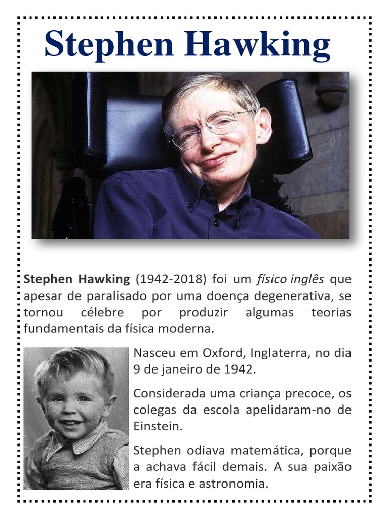 Stephen Hawking: Stephen Hawking (1942-2018) Foi Um Físico Inglês Que | Download Free PDF ...