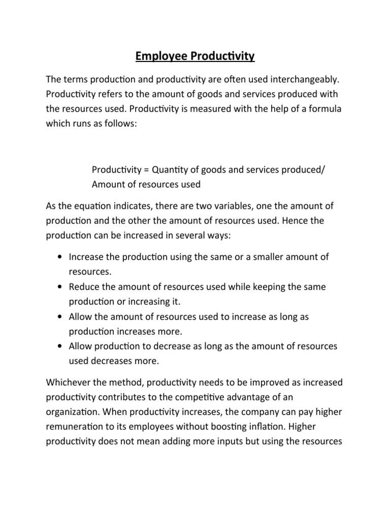 Employee Productivity | PDF | Human Factors And Ergonomics | Labour ...
