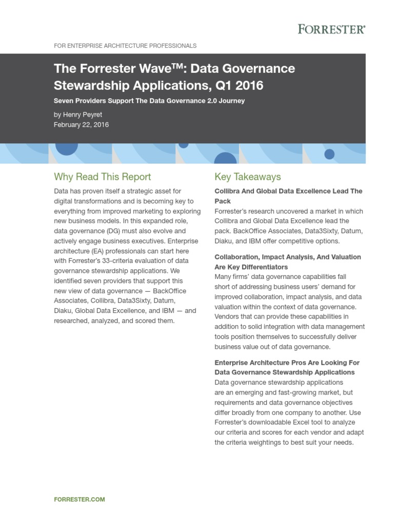 Forrester Wave Data Governance Stewardship Applications 2016 PDF | PDF ...