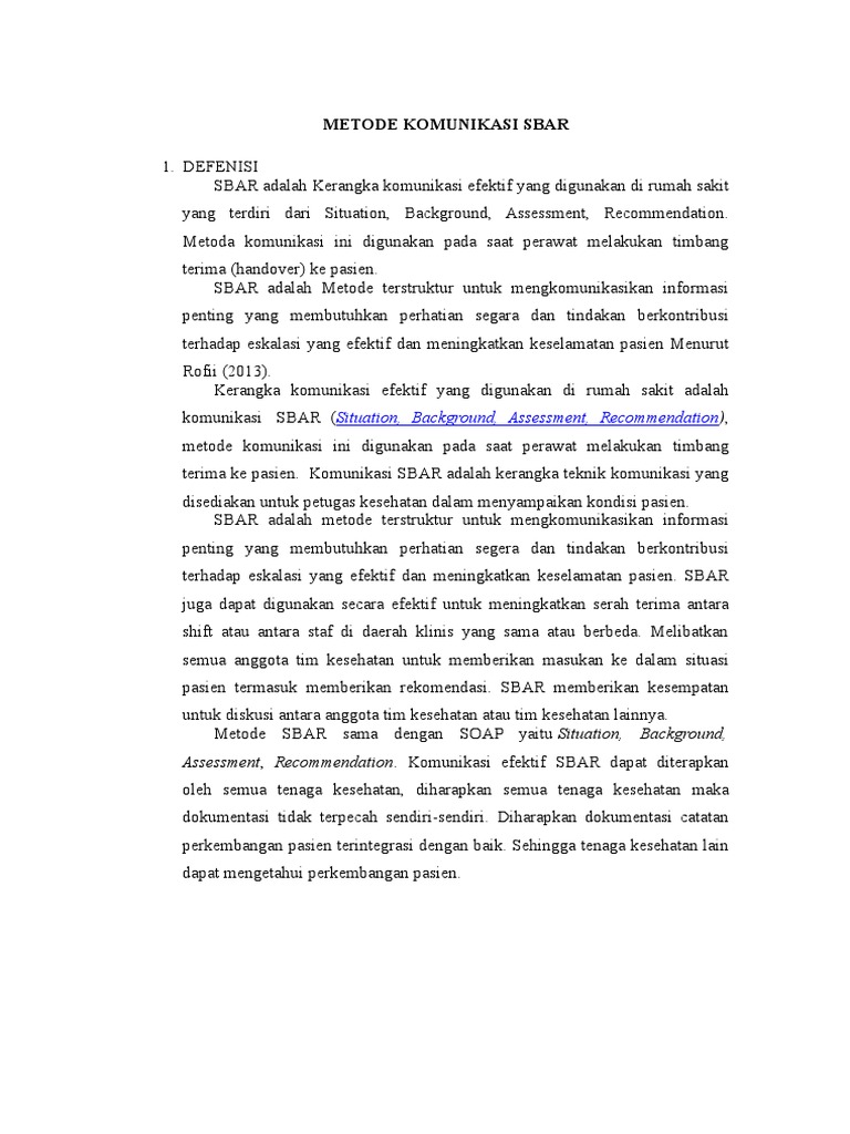 Metode Komunikasi Sbar | PDF