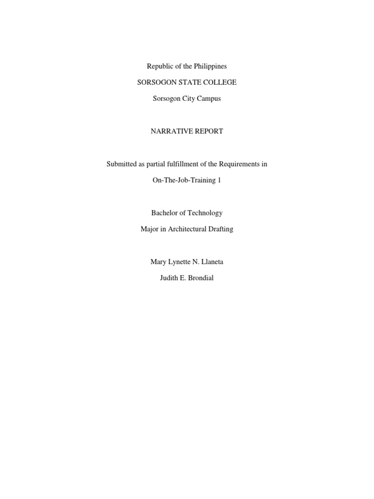 A Narrative Report of the On-The-Job-Training 1 at the Provincial ...