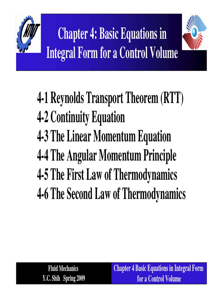 Chapter 4 Basic Equations In Integral Form For A Control Volume Pdf Angular Momentum