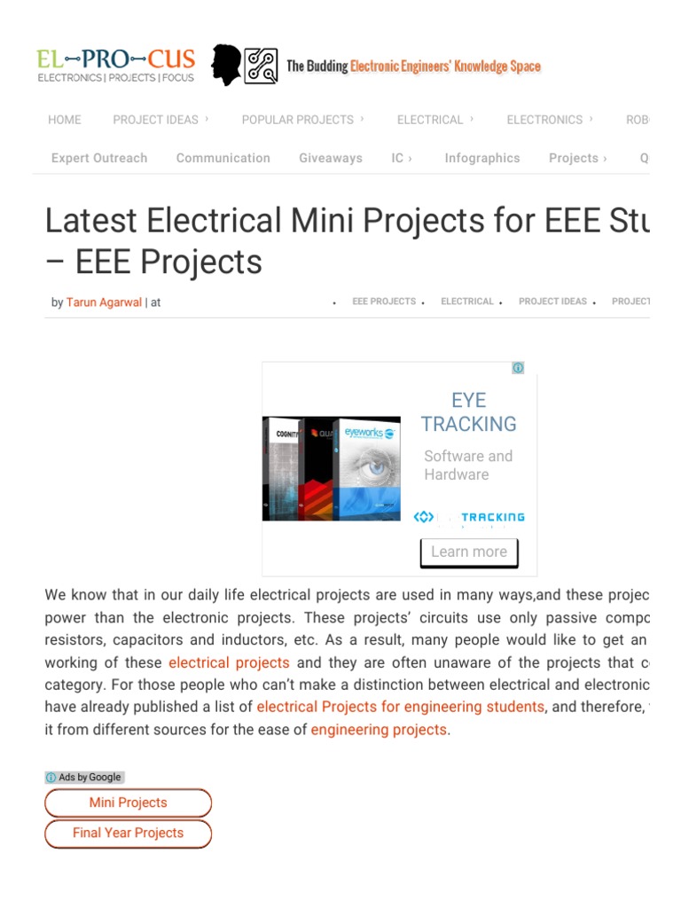 List of EEE Mini Projects For Electrical Engineering Students | PDF ...
