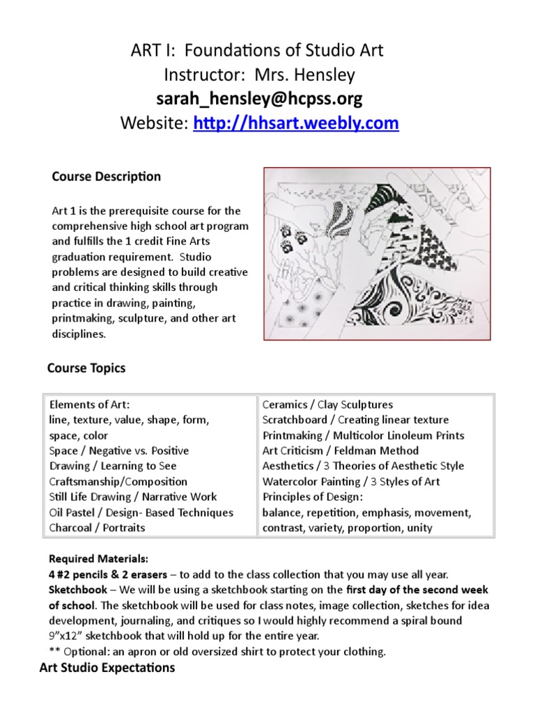 High School Art Course Guide | PDF | Homework | Drawing
