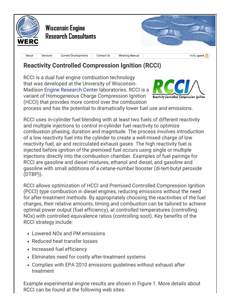 RCCI (Reactivity Controlled Compression Ignition) Engine - Wisconsin Engine Research Consultants ...