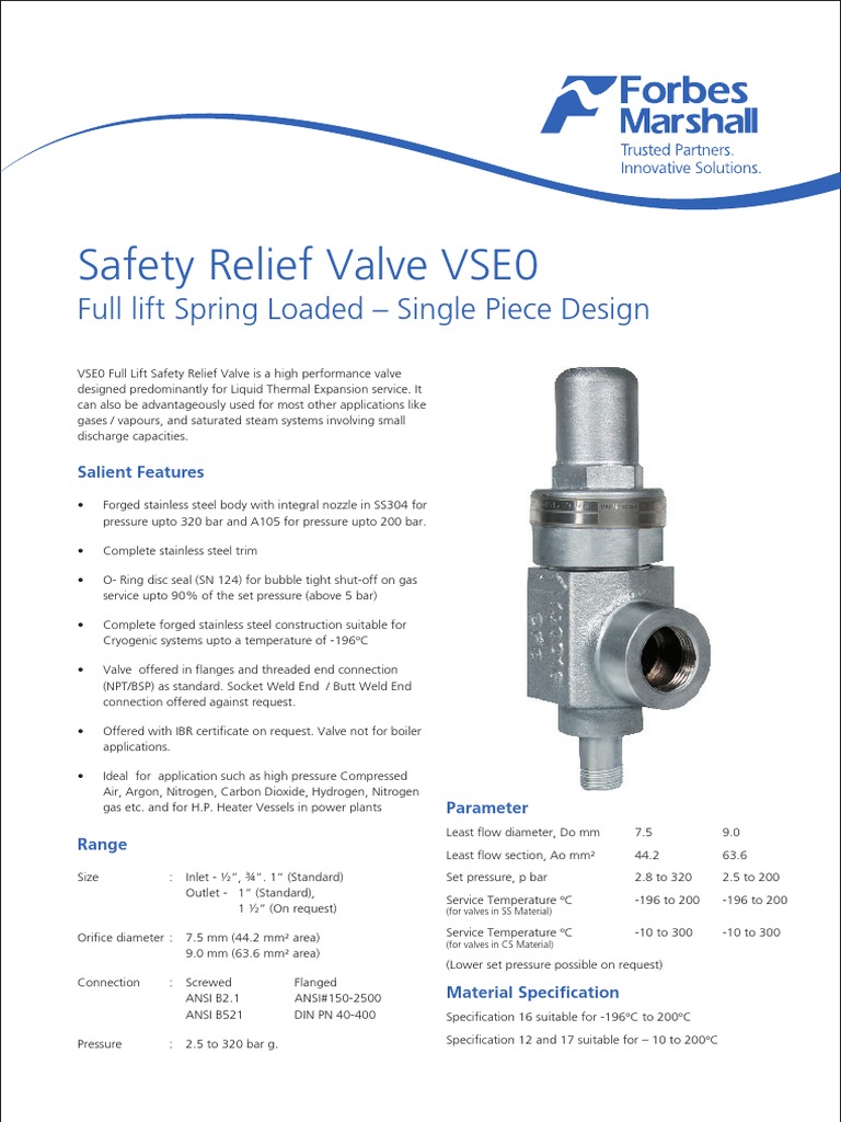 Safety Relief Valve VSEO | PDF | Valve | Gases