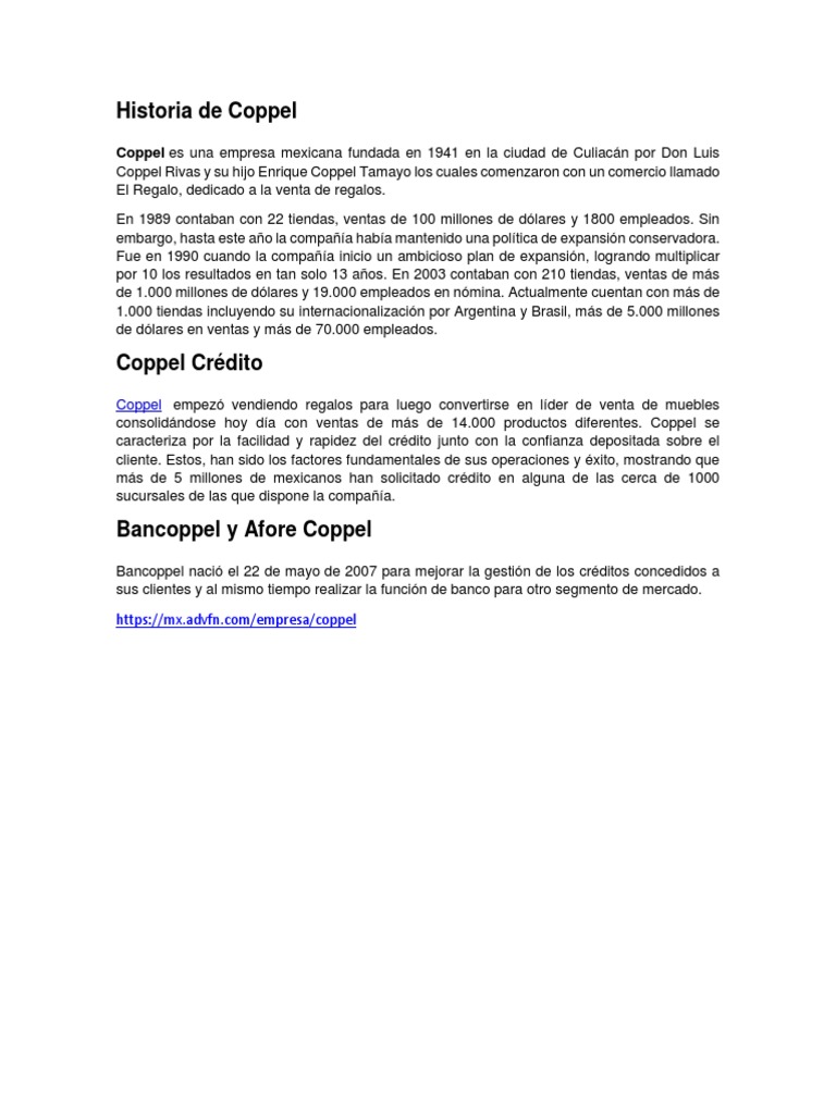 Historia y evolución de Coppel | PDF | Negocios | Derecho