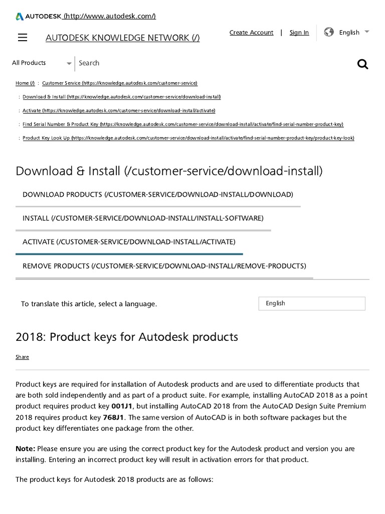 2018 - Product Keys For Autodesk Products - Download & Install ...