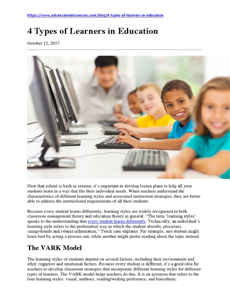 4 Types of Learners in Education | PDF | Learning Styles | Educational ...