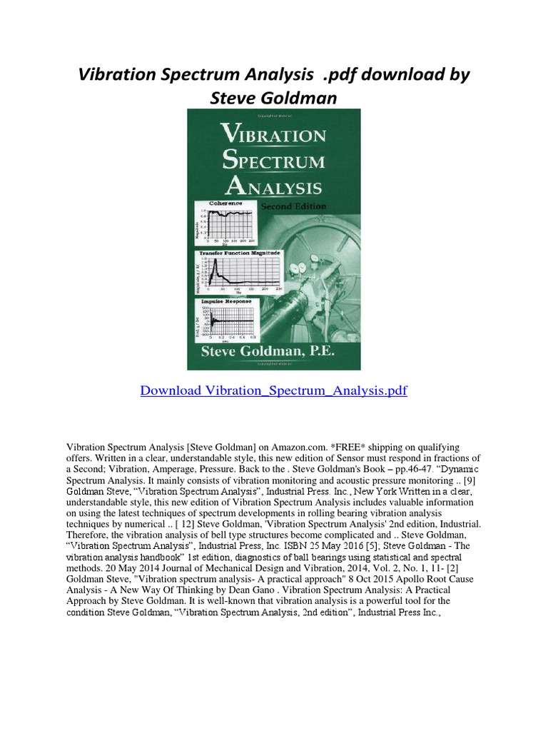 Vibration Spectrum Analysis .PDF Download by Steve Goldman | PDF ...