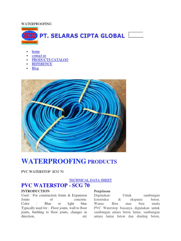 Waterproofing: Pvc Waterstop - Scg 70