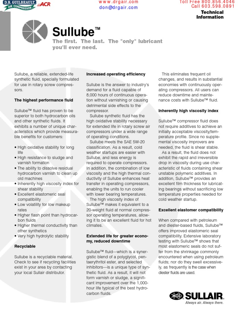 Sullube Tech Sheet