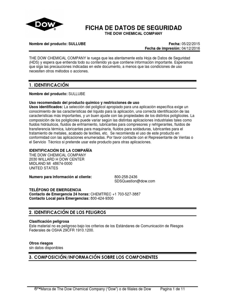 Sullube MSDS Spanish (US) | PDF | Nature