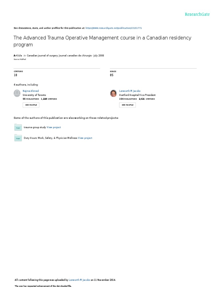 The Advanced Trauma Operative Management Course in | PDF | Surgery ...